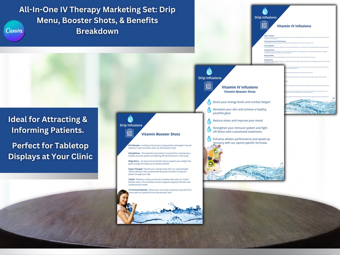 IV Therapy Marketing Bundle - Customizable Canva Templates for IV Drip ...