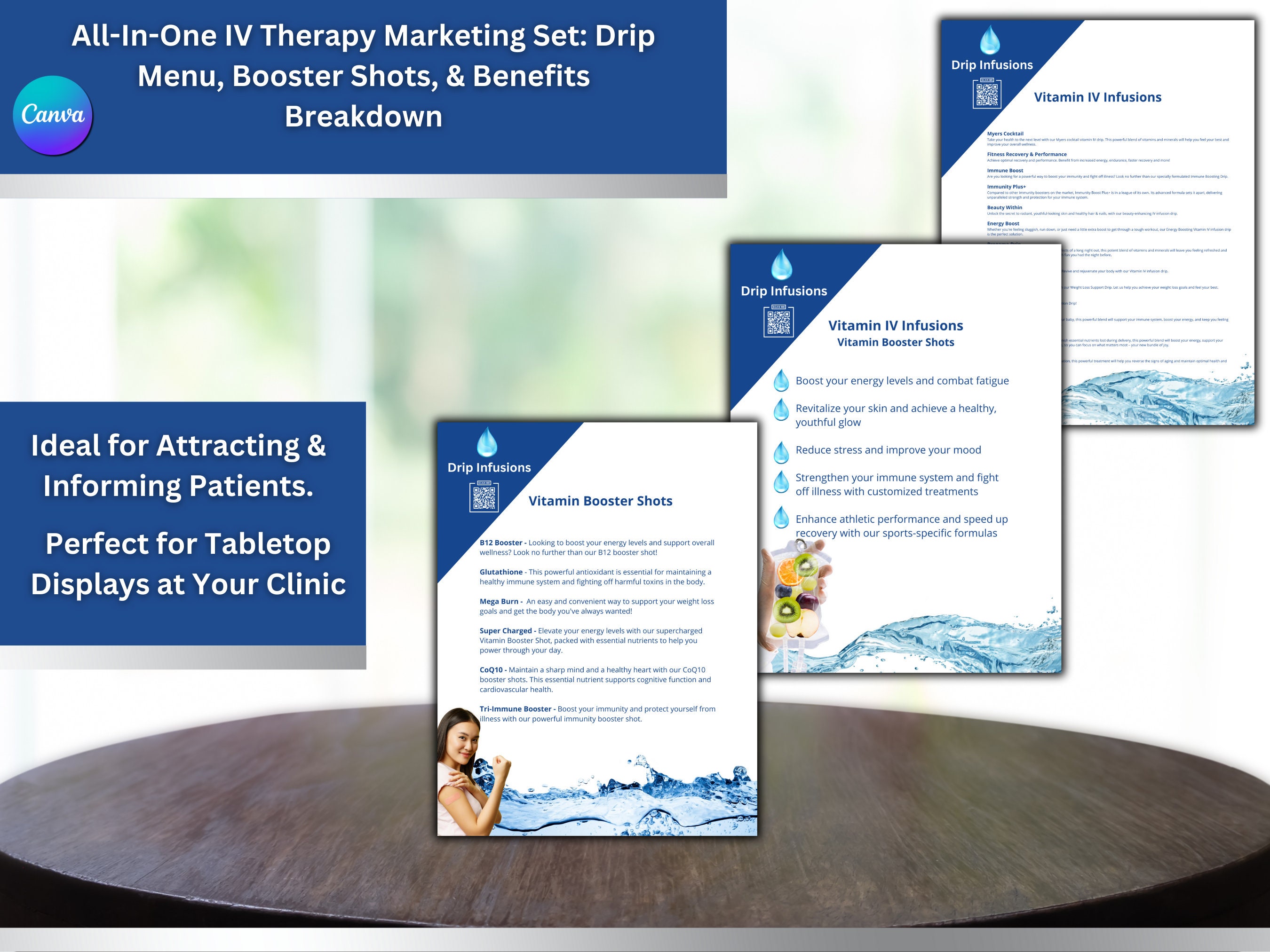 IV Therapy Marketing Bundle - Customizable Canva Templates for IV Drip ...