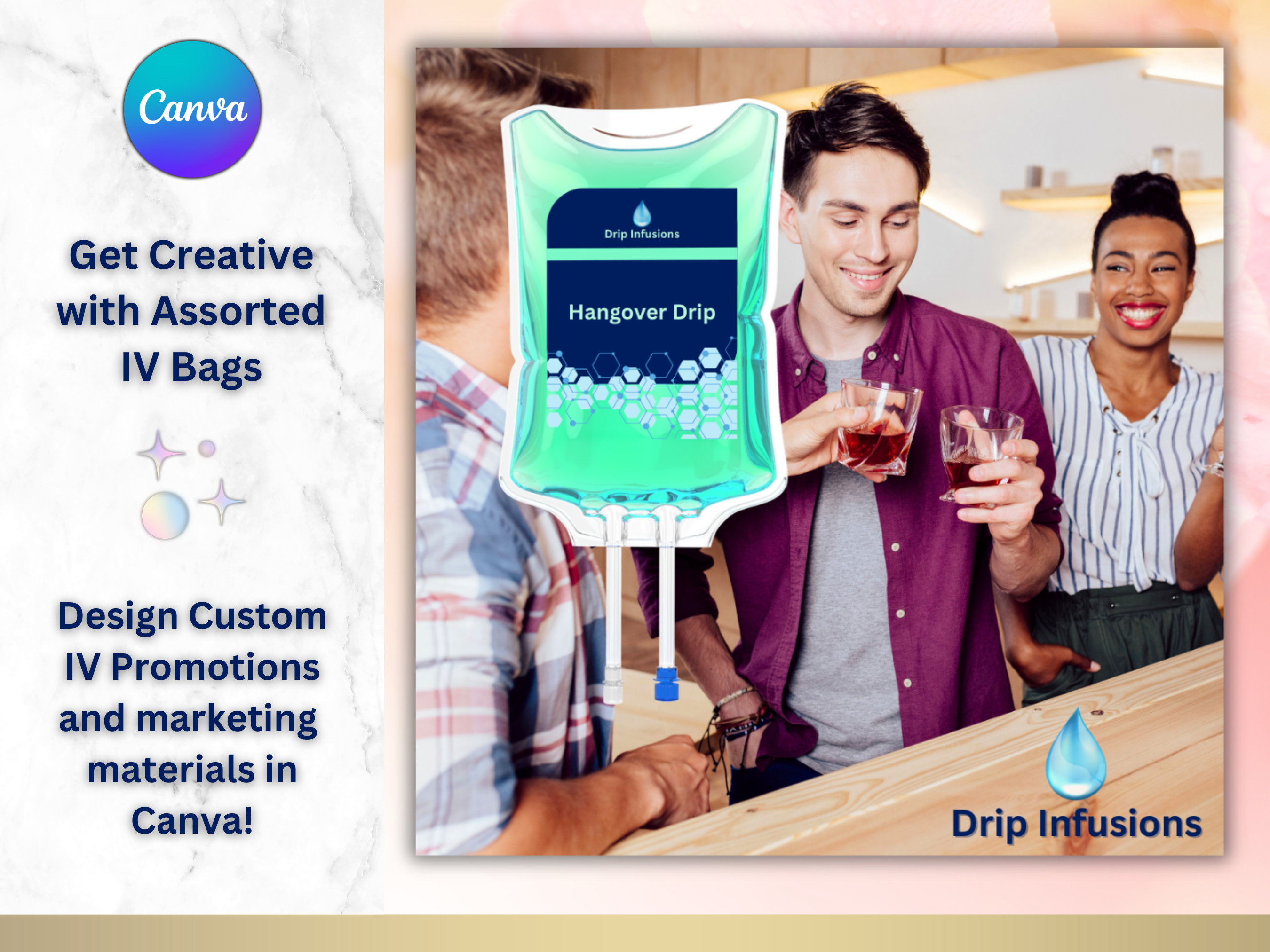 Dynamic Canva 500ml IV Bag Render Bundle - 70 Sleek, Customizable Drip ...