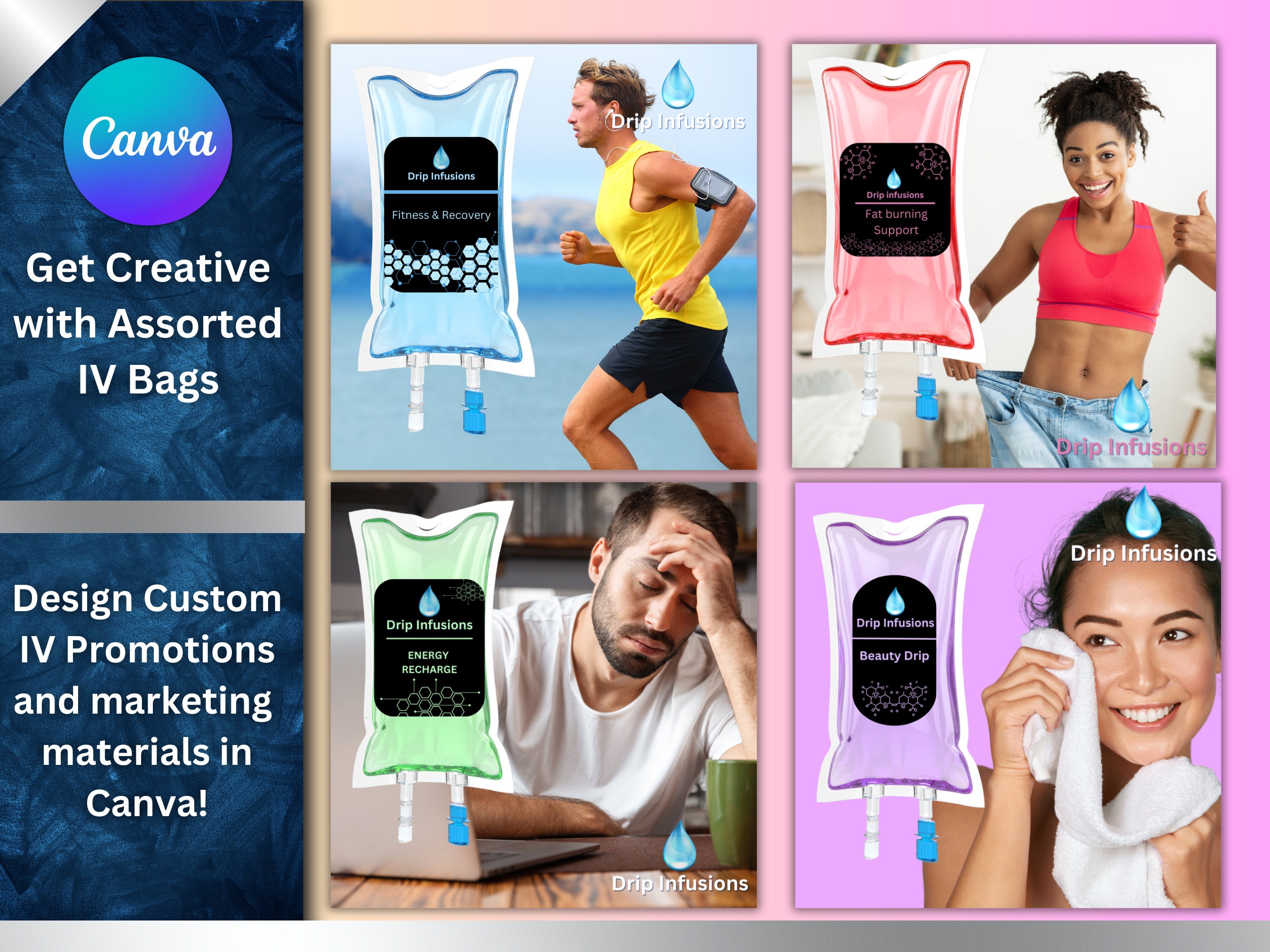 1000ml IV Drip Therapy Bag Designs - Canva Customizable for Your ...