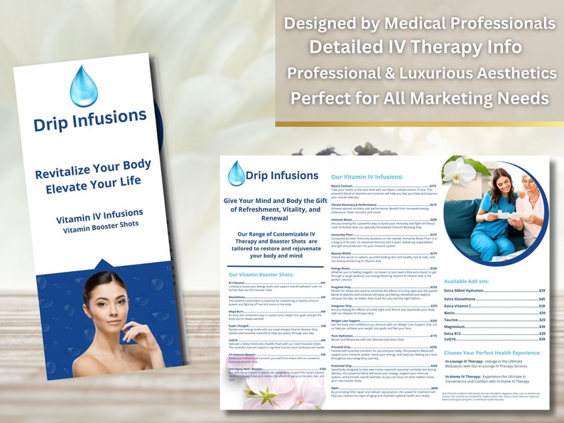 IV Therapy Trifold Brochure - Stylish, Luxurious & Professional Canva ...