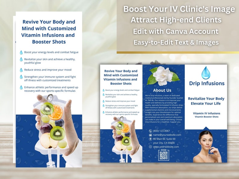 IV Therapy Trifold Brochure - Stylish, Luxurious & Professional Canva ...