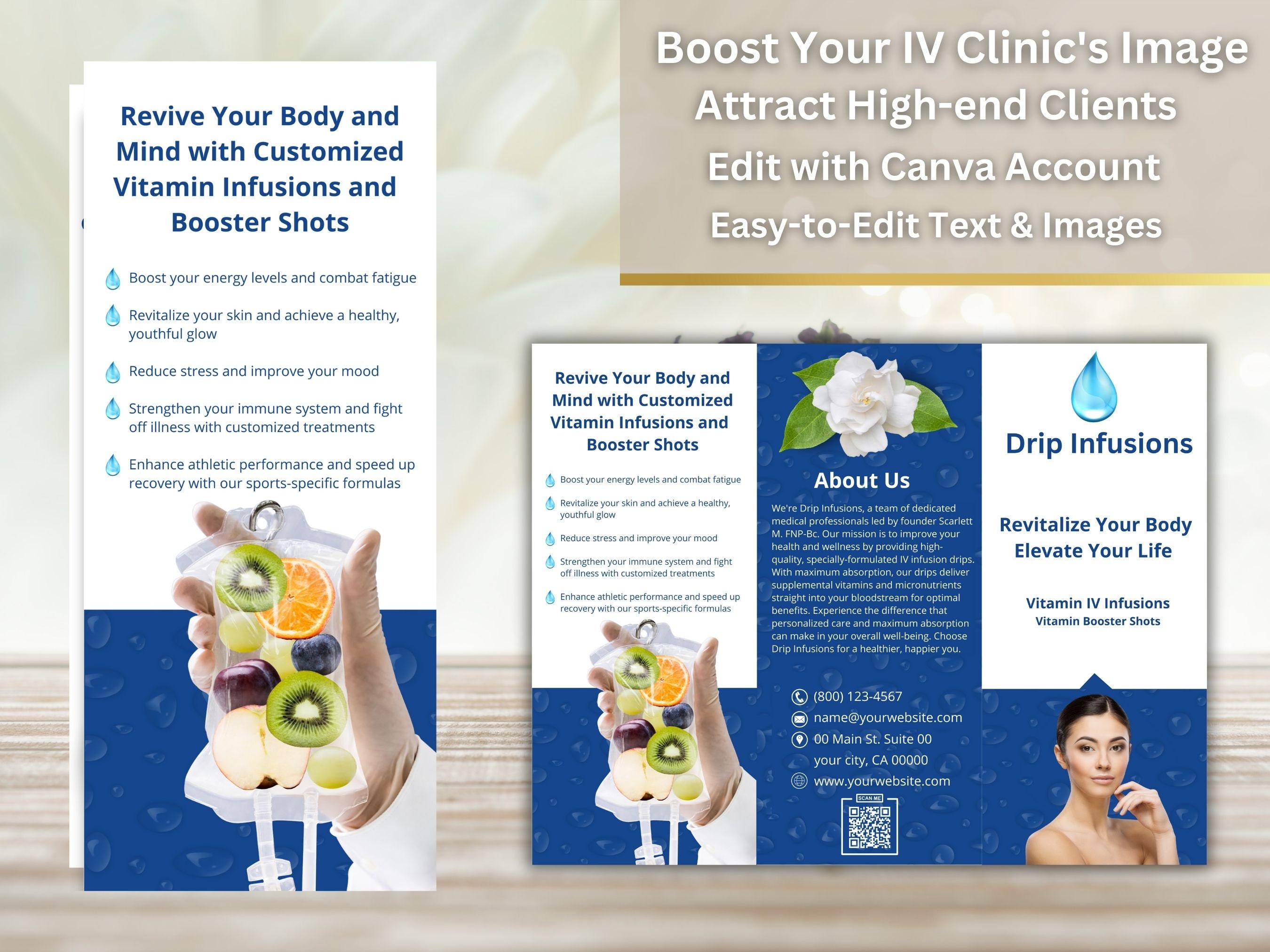 IV Therapy Trifold Brochure - Stylish, Luxurious & Professional Canva ...