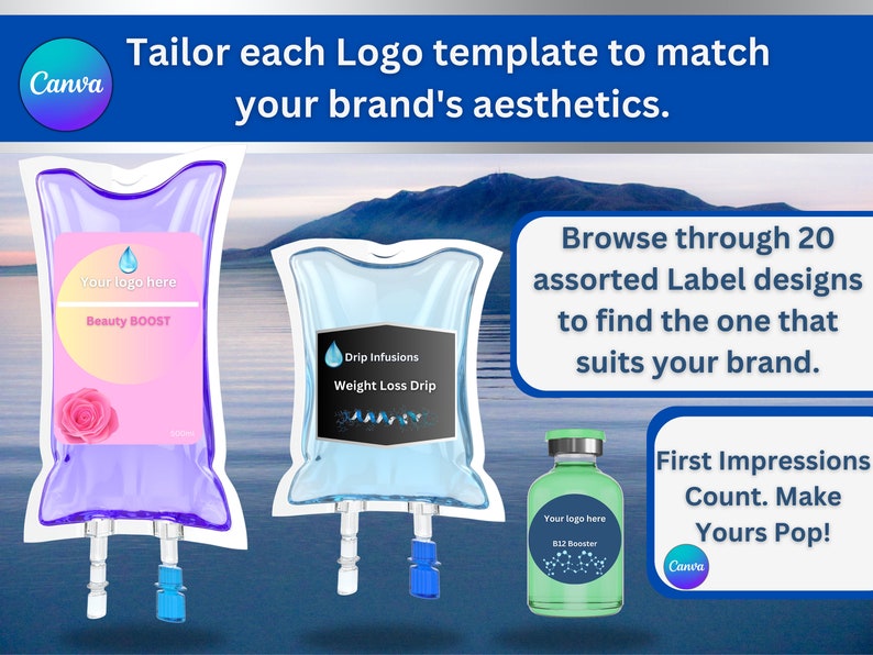 20 Editable IV Bag & Bottle LABEL Templates | Canva Customizable Label ...