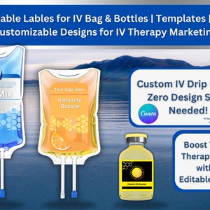 20 Editable IV Bag & Bottle LABEL Templates | Canva Customizable Label ...
