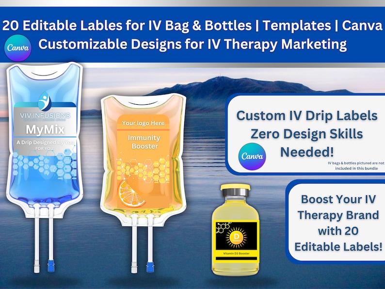 20 Editable IV Bag & Bottle LABEL Templates | Canva Customizable Label ...