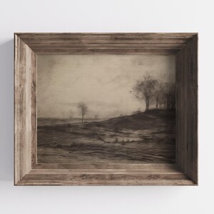 Vintage Moody Landscape Pencil Drawing Etching Rustic Moody Wall Art ...