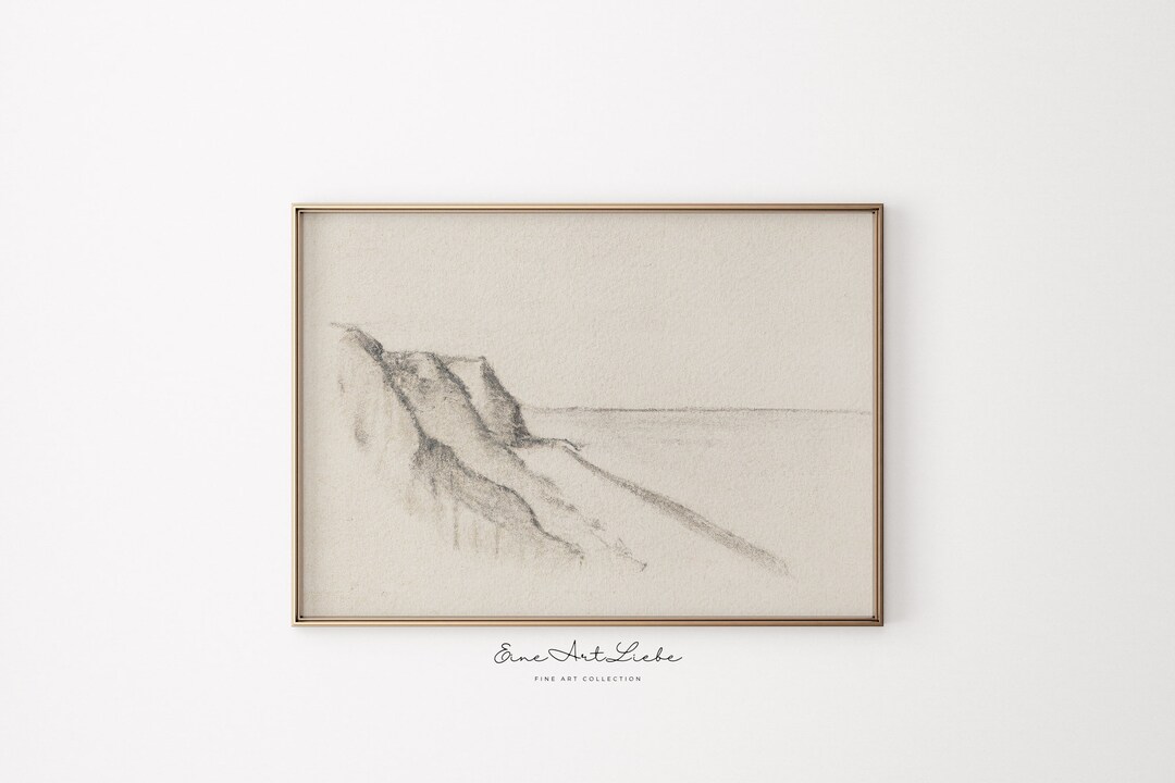 Coastal Art Print / Vintage Pencil Drawing / Sketch / Etching / Coastal ...
