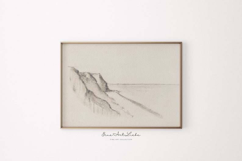 Coastal Art Print / Vintage Pencil Drawing / Sketch / Etching / Coastal ...