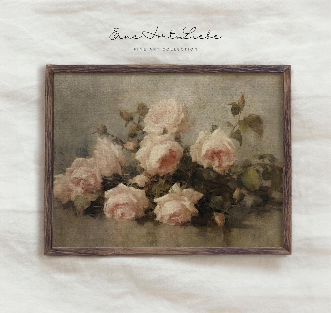 Vintage Roses Print: French Country Cottage Still Life (digital ...