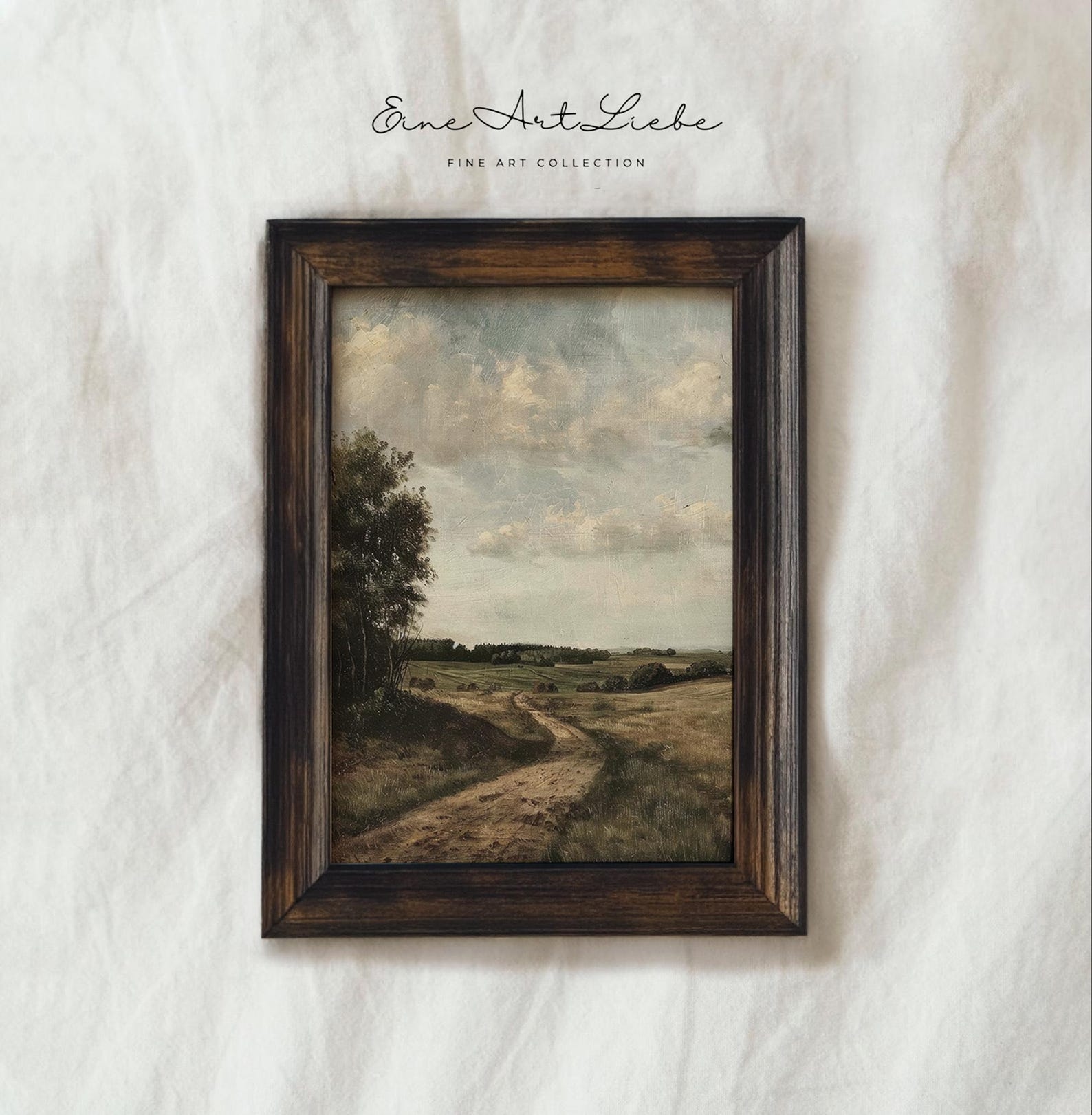 Vintage Green Landscape Painting: Victorian Countryside Wall Art ...