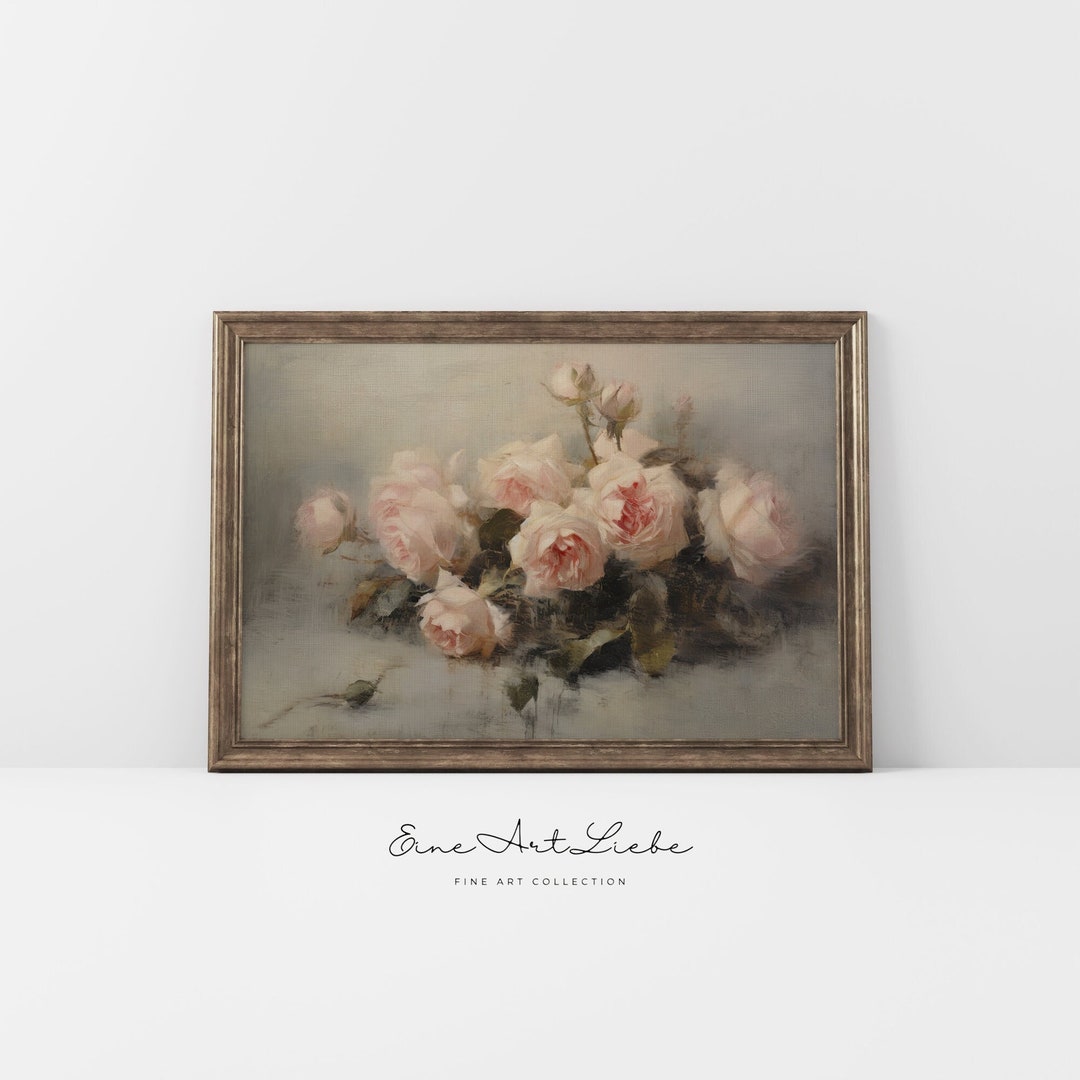 Vintage Roses Print / Cottage Wall Art Print / Rustic Pink Roses ...