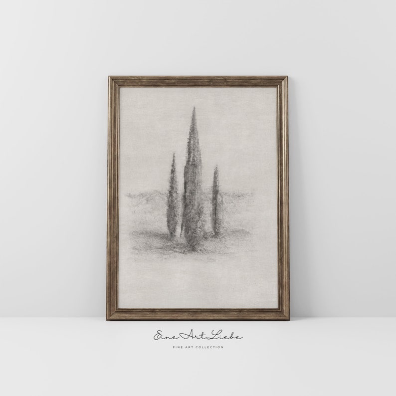 Printable Cypress Pencil Drawing / Botanical Art Print / Tree Sketch ...