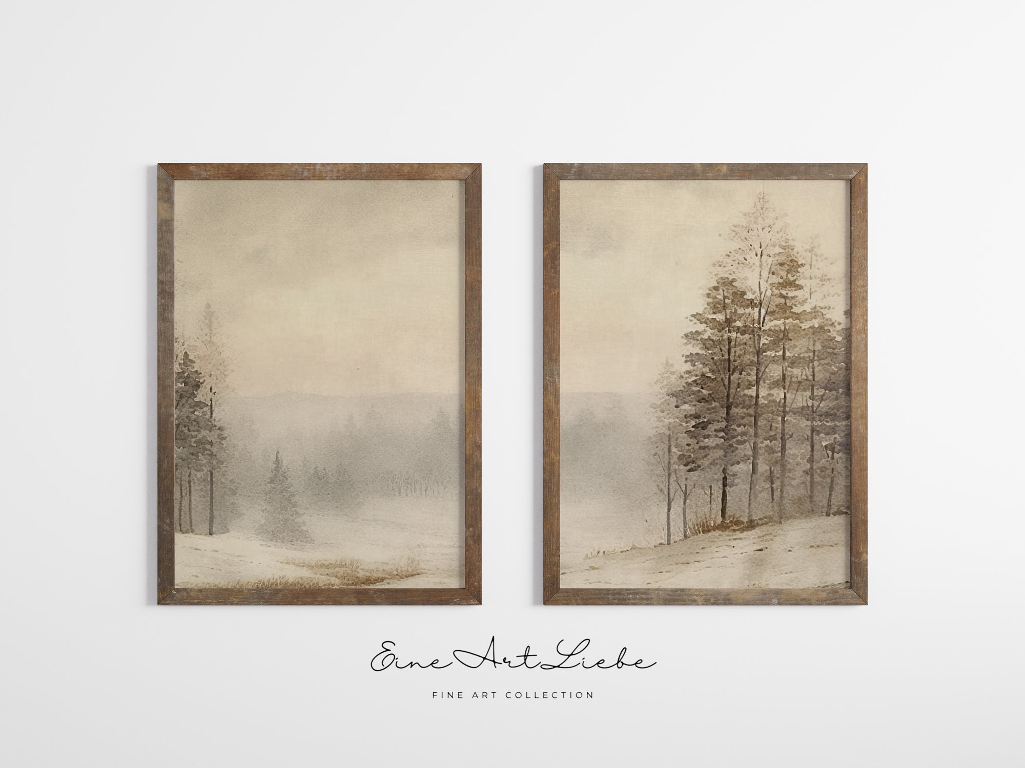 Beige Landscape Galerie Set of 2 / Beige Forest Gallery Prints ...