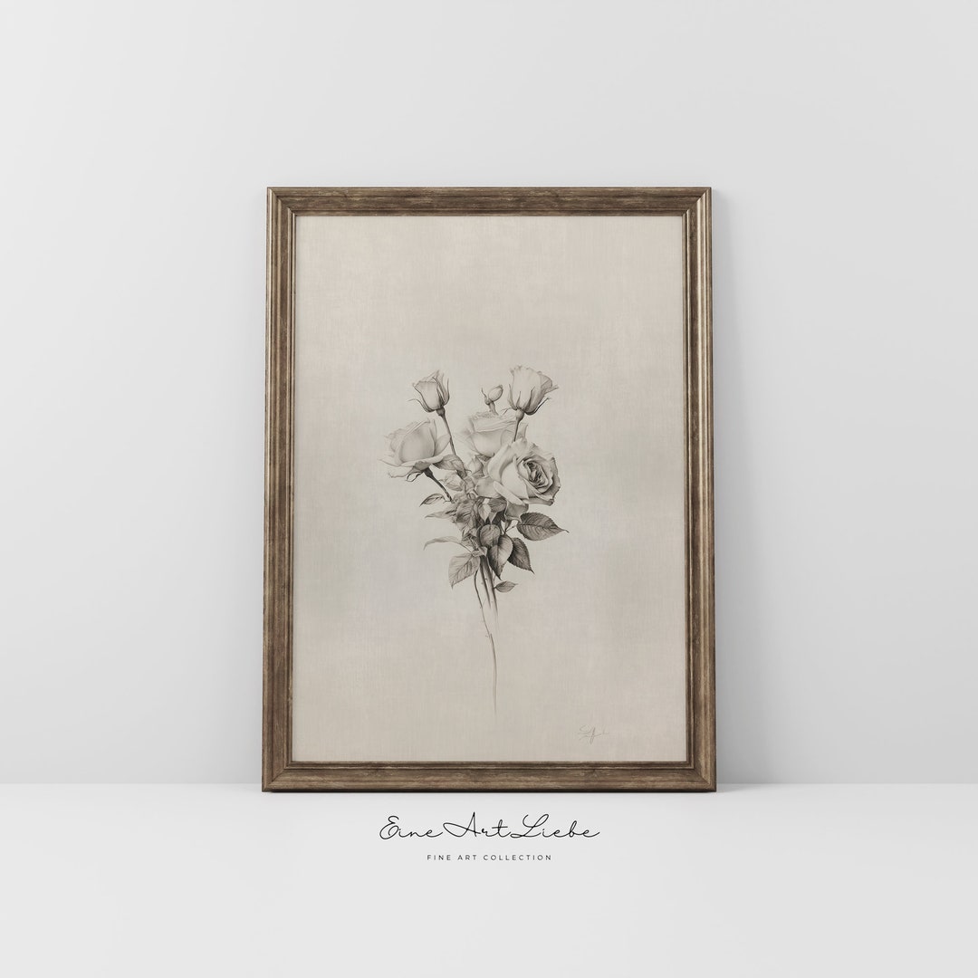 Printable Roses Pencil Drawing / Beautiful Roses Drawing / Small Rose ...