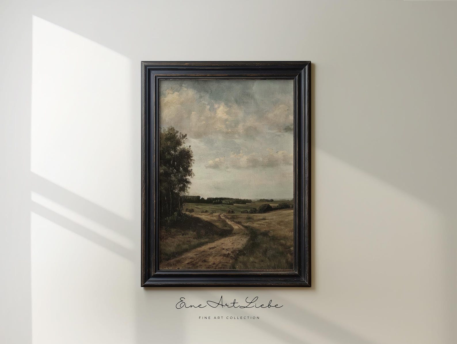 Vintage Green Landscape Painting: Victorian Countryside Wall Art ...