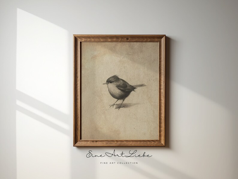Vintage Bird Etching Printable Nursery Art Cute Little Bird Aviary ...