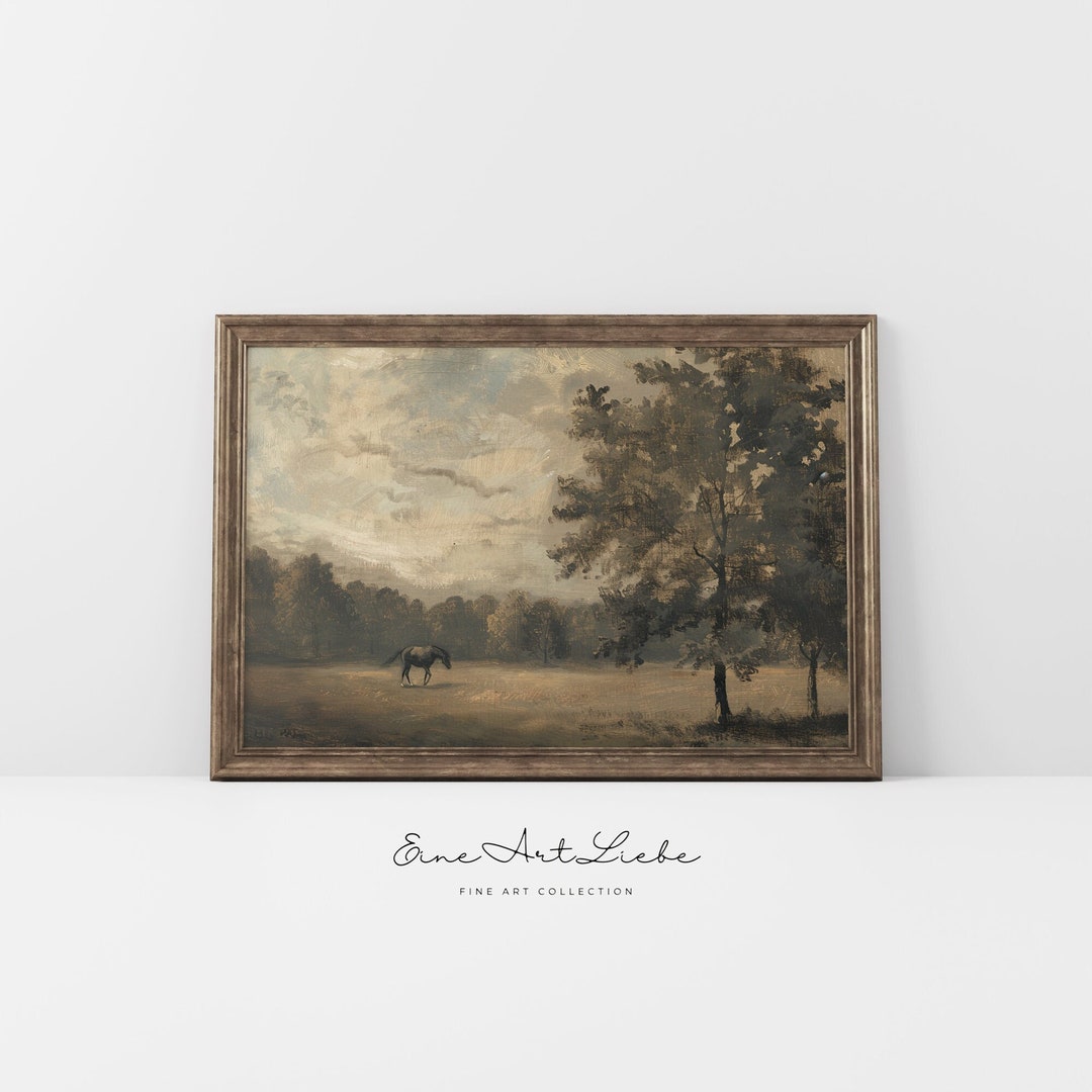Vintage Moody Landscape Painting Printable Rustic Academia Wall Art ...