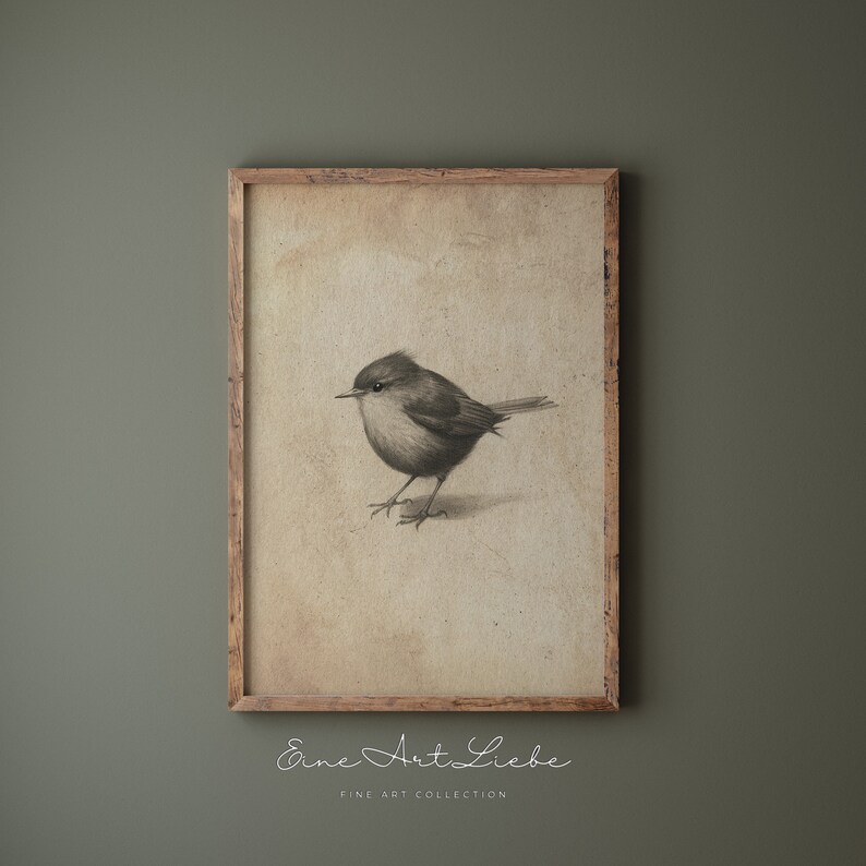 Vintage Bird Etching Printable Nursery Art Cute Little Bird Aviary ...