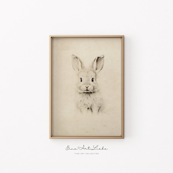 Vintage Bunny Print - Etsy