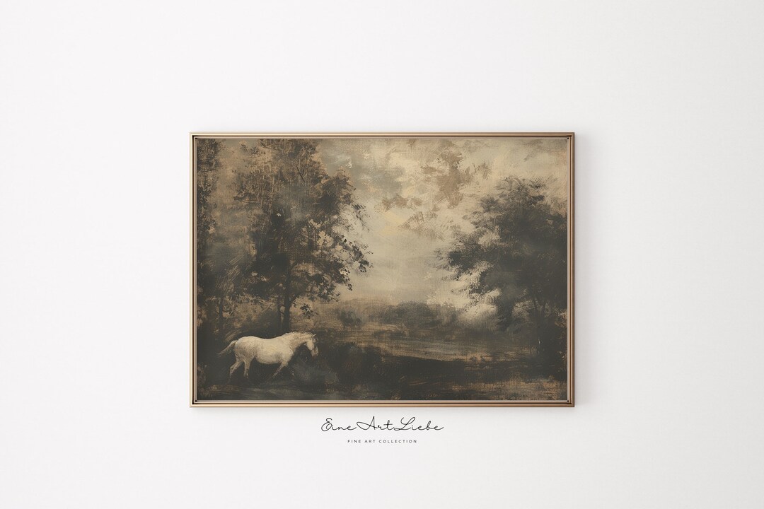 Vintage Moody Landscape Painting Printable Rustic Academia Wall Art ...