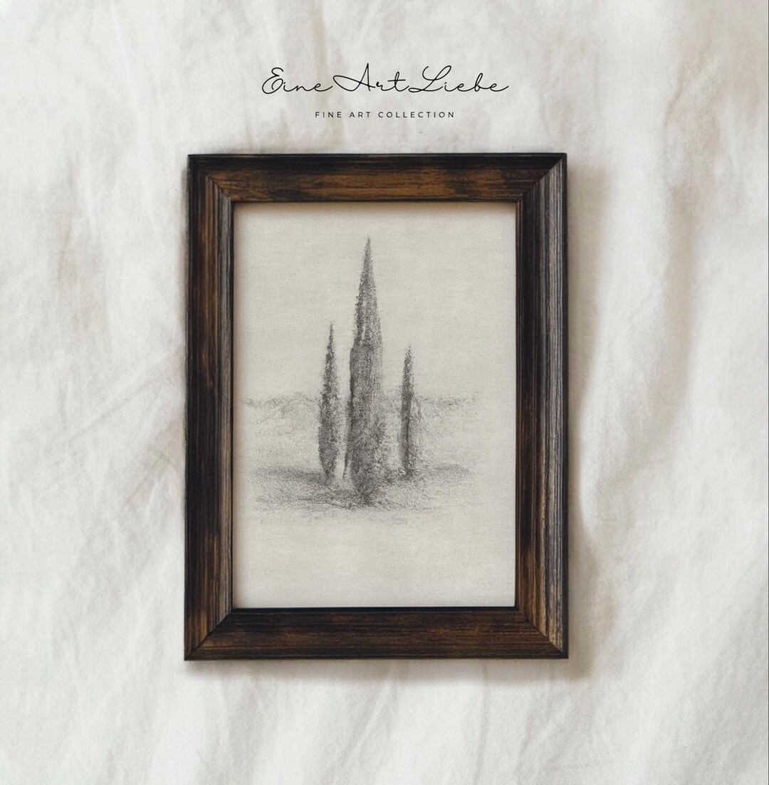 Printable Cypress Pencil Drawing / Botanical Art Print / Tree Sketch ...