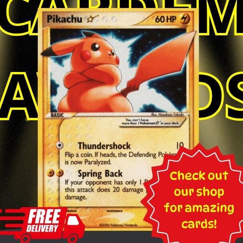 Gold Pikachu Card - Etsy