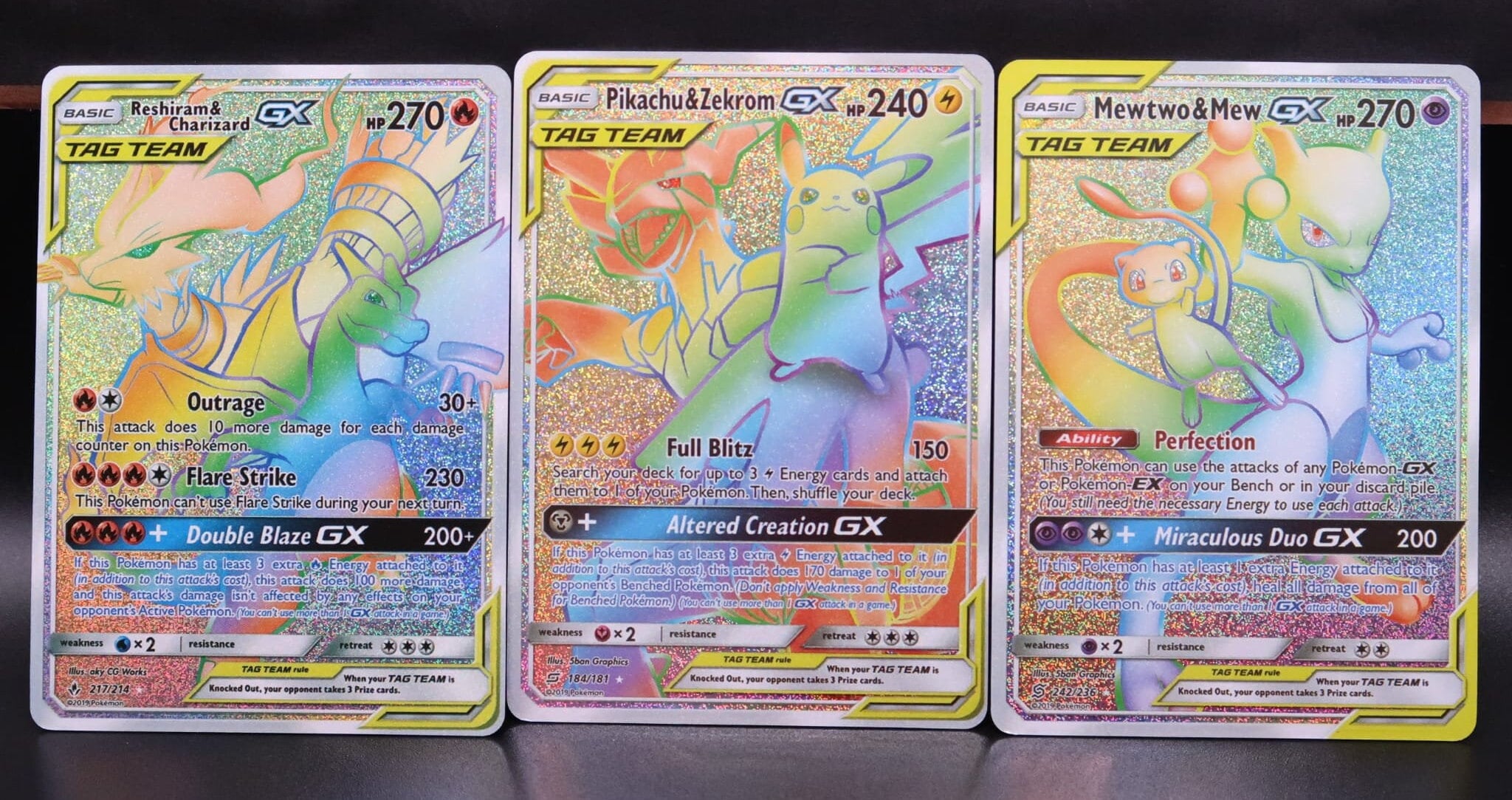 Mewtwo/charizard/pikachu Tag Team GX Hyper Cards, Mini-lot Pokemon TCG ...