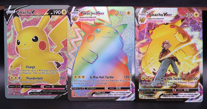 Pikachu Vmax V Alternative Art Cards, Mini Pokemon TCG, Raimbow Hyper ...
