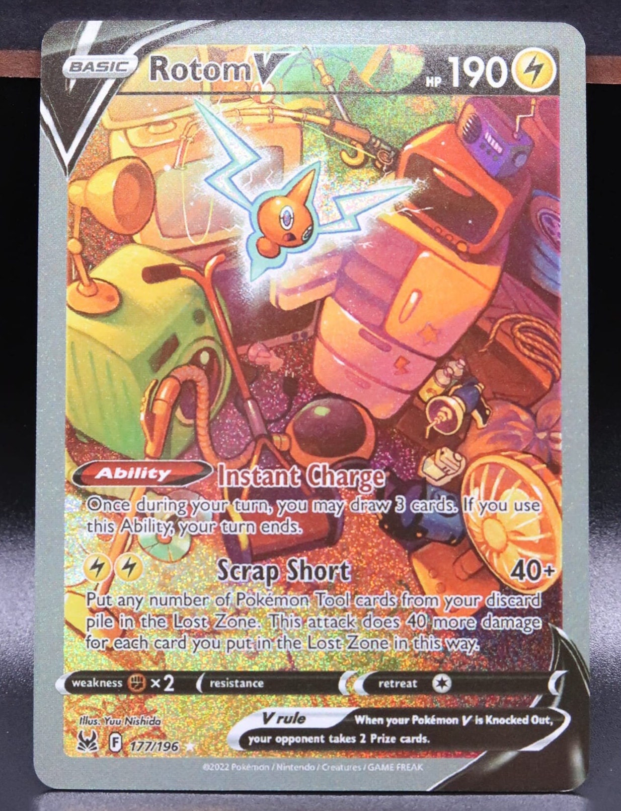 Pokemon Card Rotom V Holographic, Rotom V Lost Origin, Pokemon TCG ...