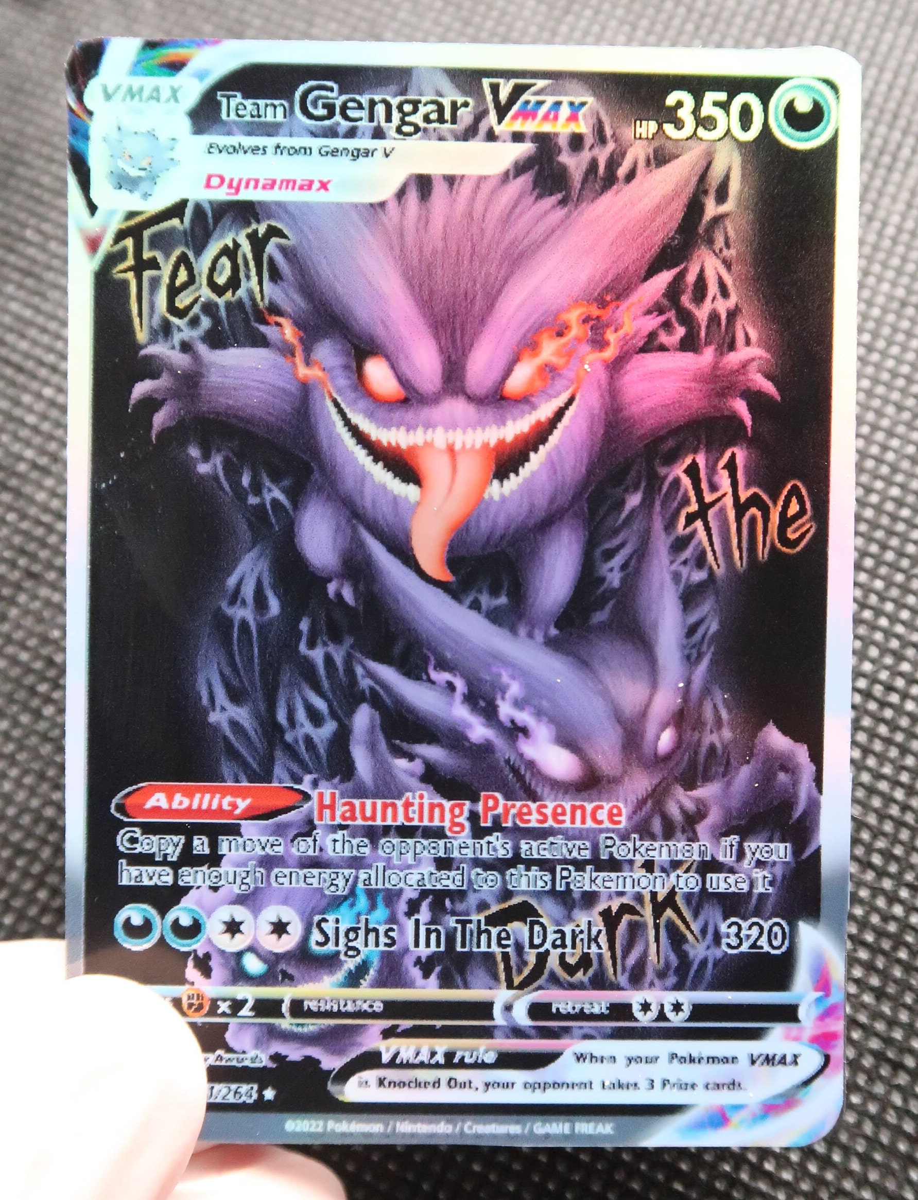 Pokemon Card Gengar Vmax Alternative Art, Gengar Fusion Strike Card, Gengar Vmax 271/264, Custom ...