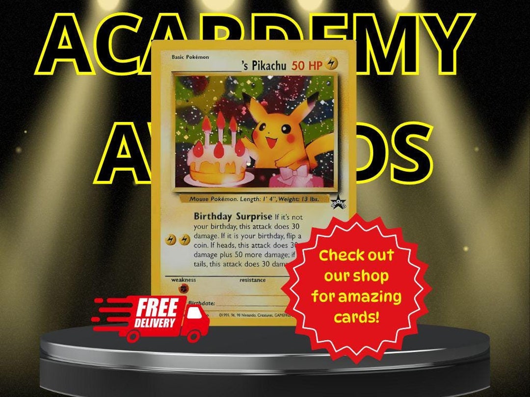 Pokemon Card Birthday Pikachu Holographic, Pikachu Promo, Pokemon TCG ...