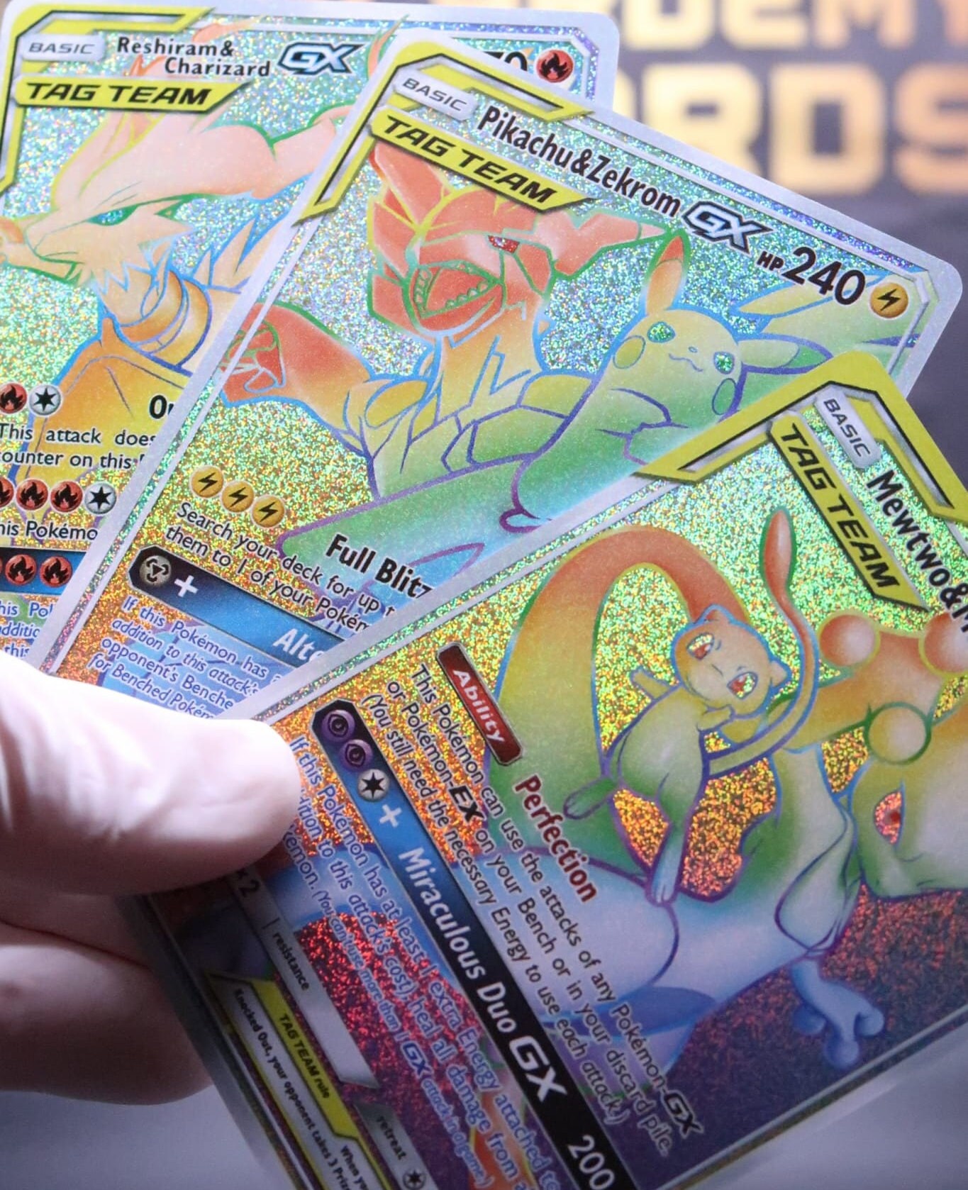 Mewtwo/charizard/pikachu Tag Team GX Hyper Cards, Mini-lot Pokemon TCG ...