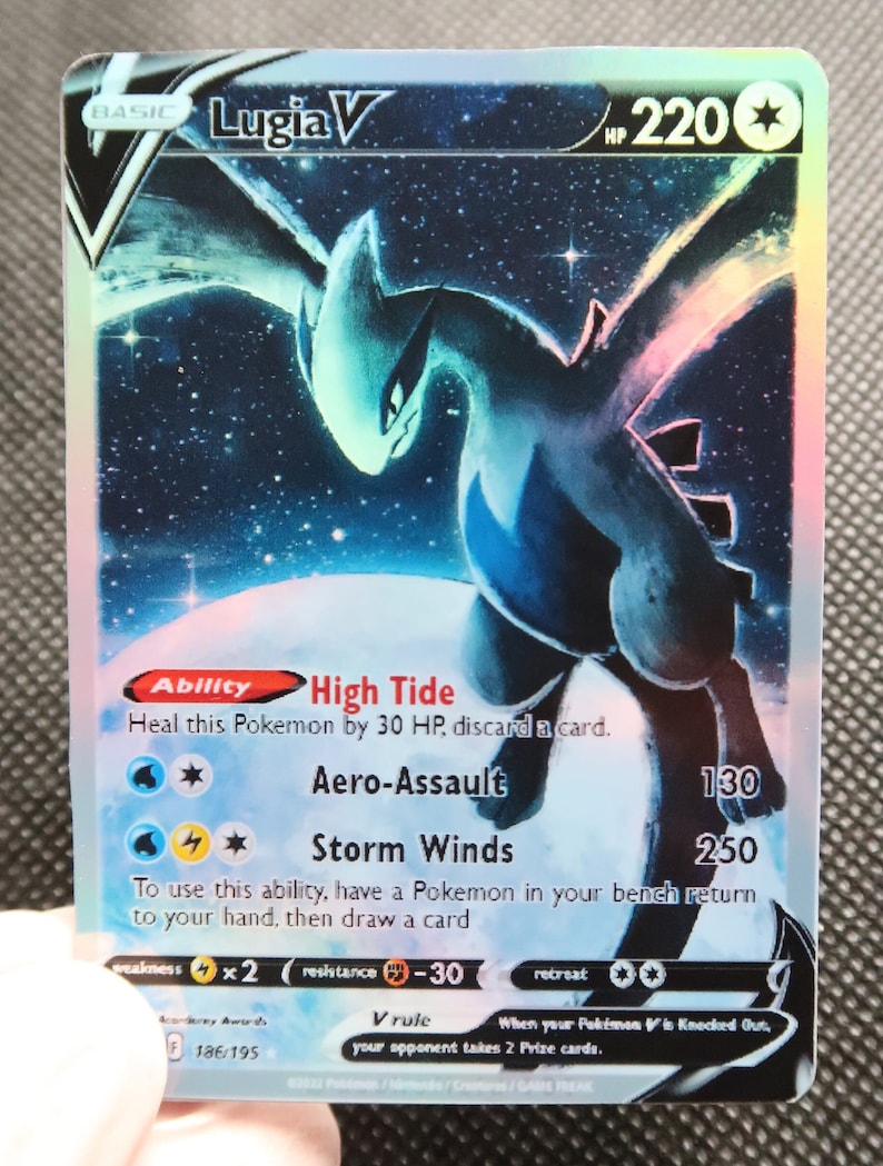 Pokemon Card Lugia V Holographic, Lugia V Custom Pokemon Card, Pokemon ...