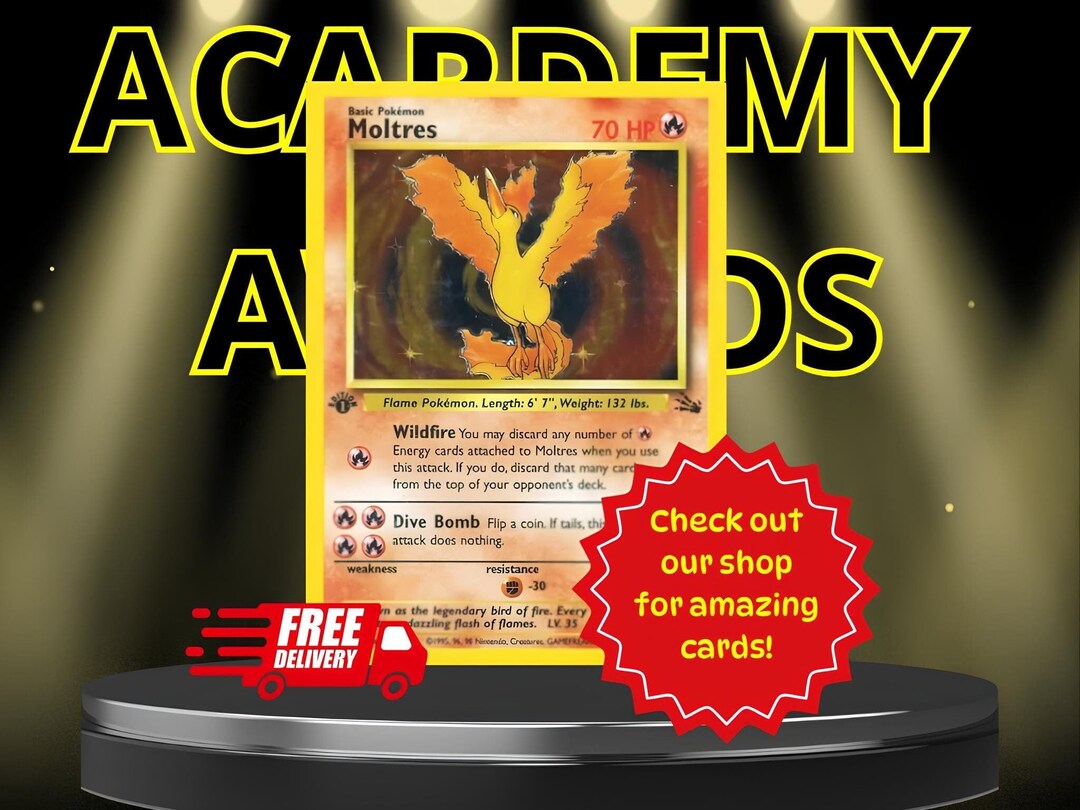 Pokemon Card Moltres 1st Edition Holographic, Moltres Fossil, Pokemon ...