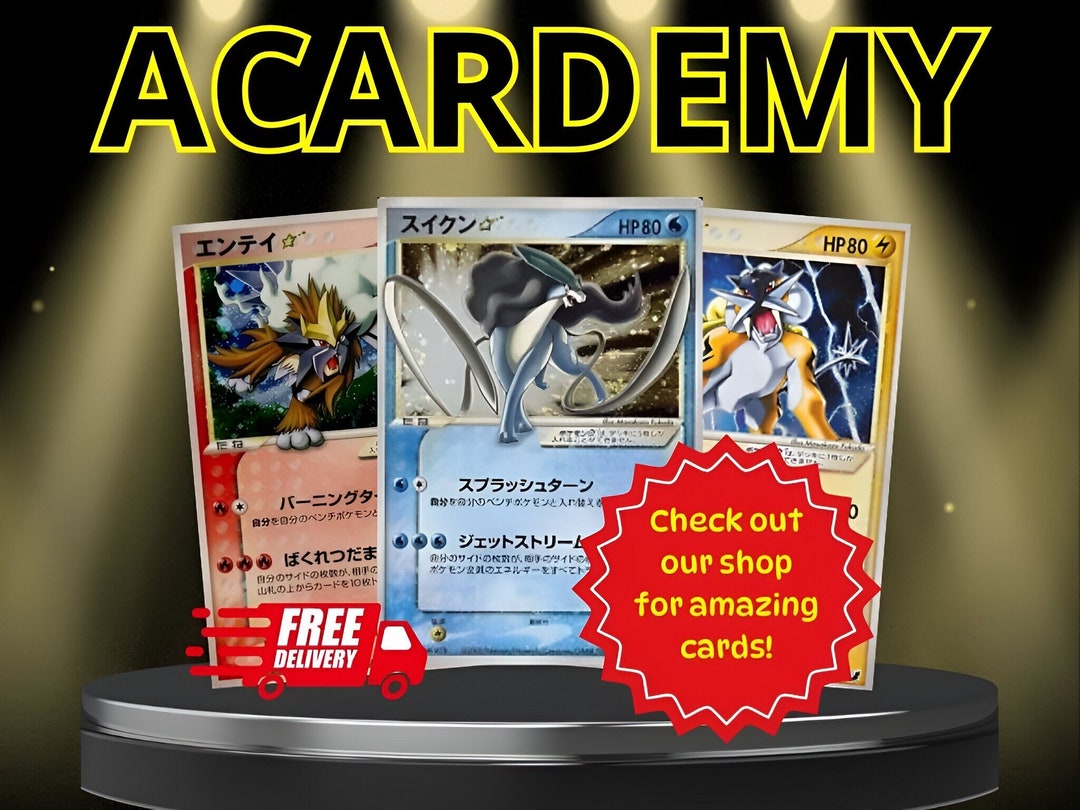 Pokemon Cards Lot Suicune Gold Star, Raikou Gold Star, Entei, Pokemon ...