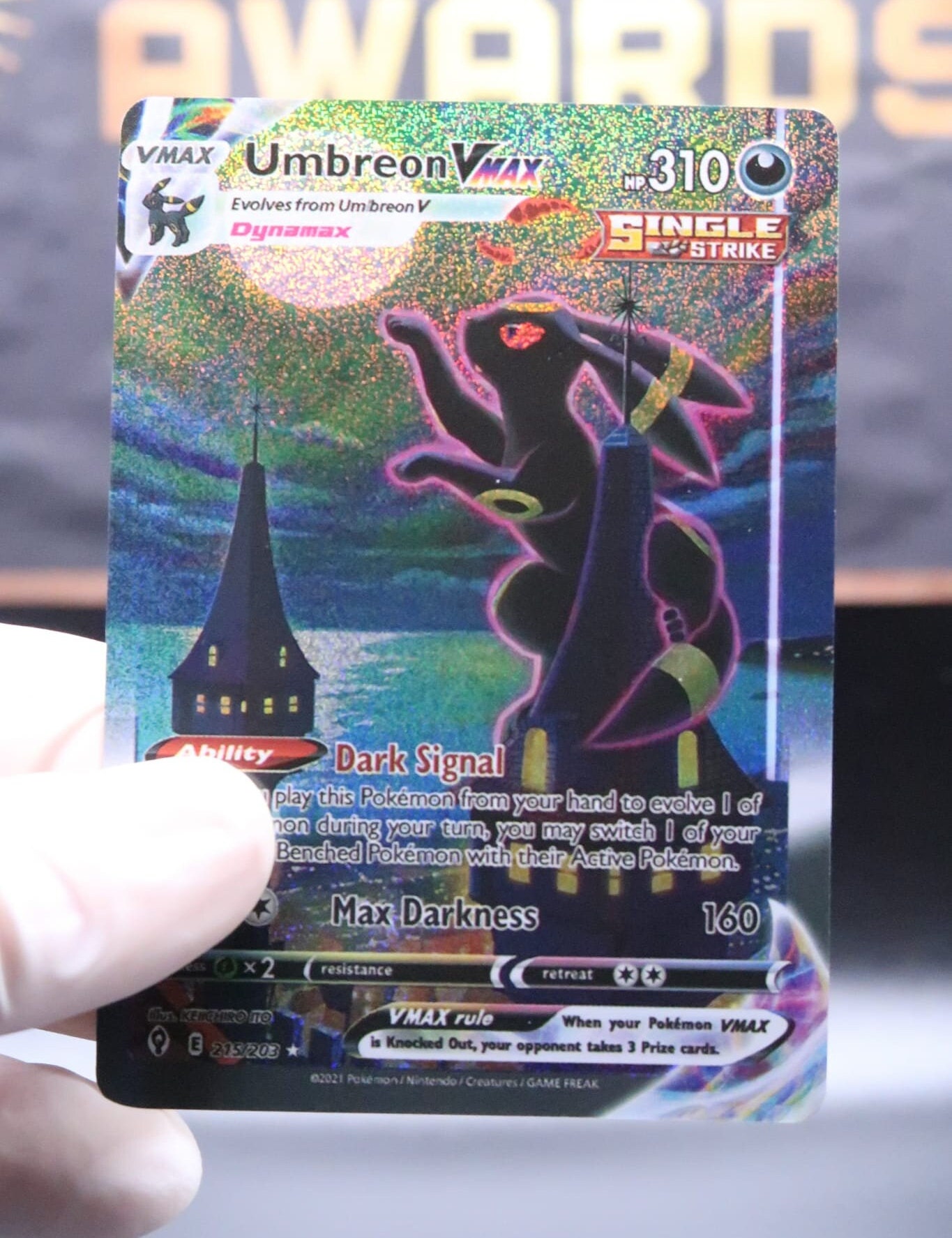 Umbreon Vmax 215/203 alternative Version Pokemon Card, From the ...
