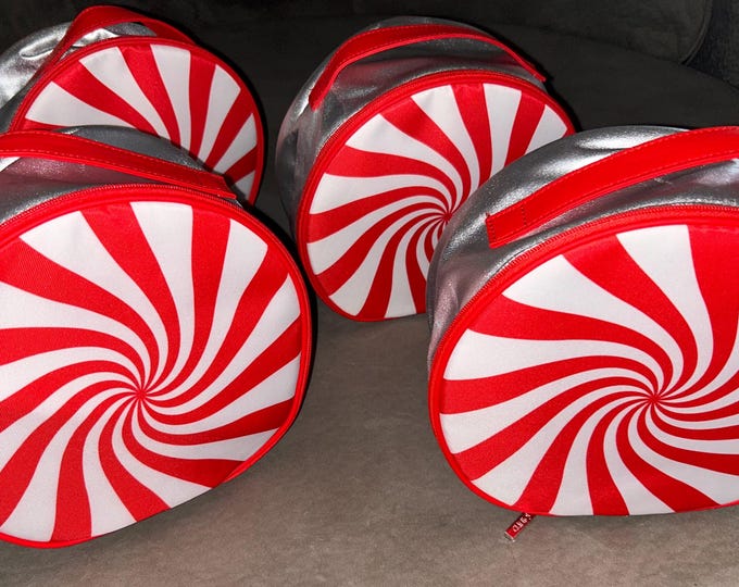 Lot of 4 Piece Clinique Round Red & White Peppermint Swirl Makeup Case ...