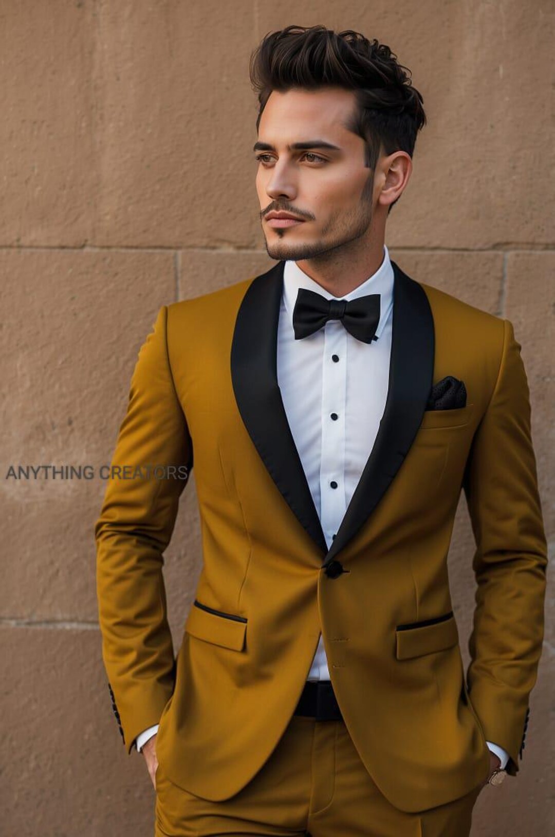 New Mustard Tuxedo Suits, Grooms Wear Suits, Casual Slim Fit Dress ...
