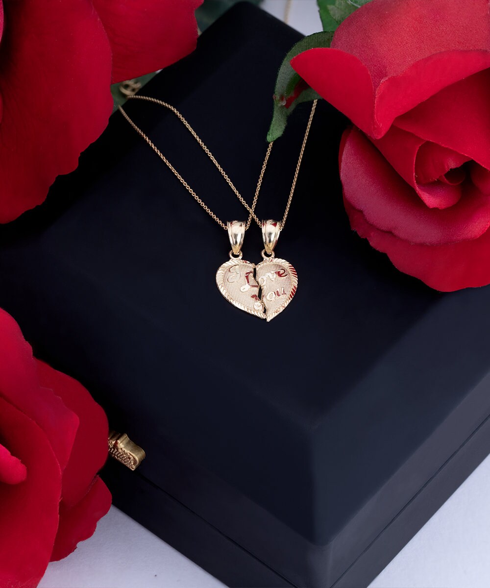 Solid Gold Couples Necklace, Couples Necklace Sets of 2, Couple ...