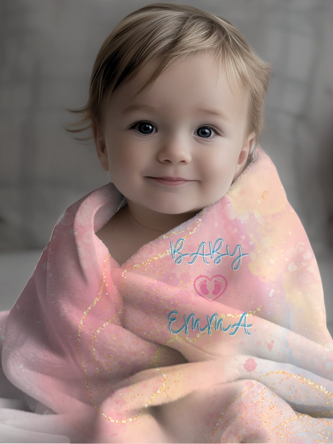 Custom Baby Girl Fleece Blanket, Pink and Blue Swirl, Baby Shower Gift ...