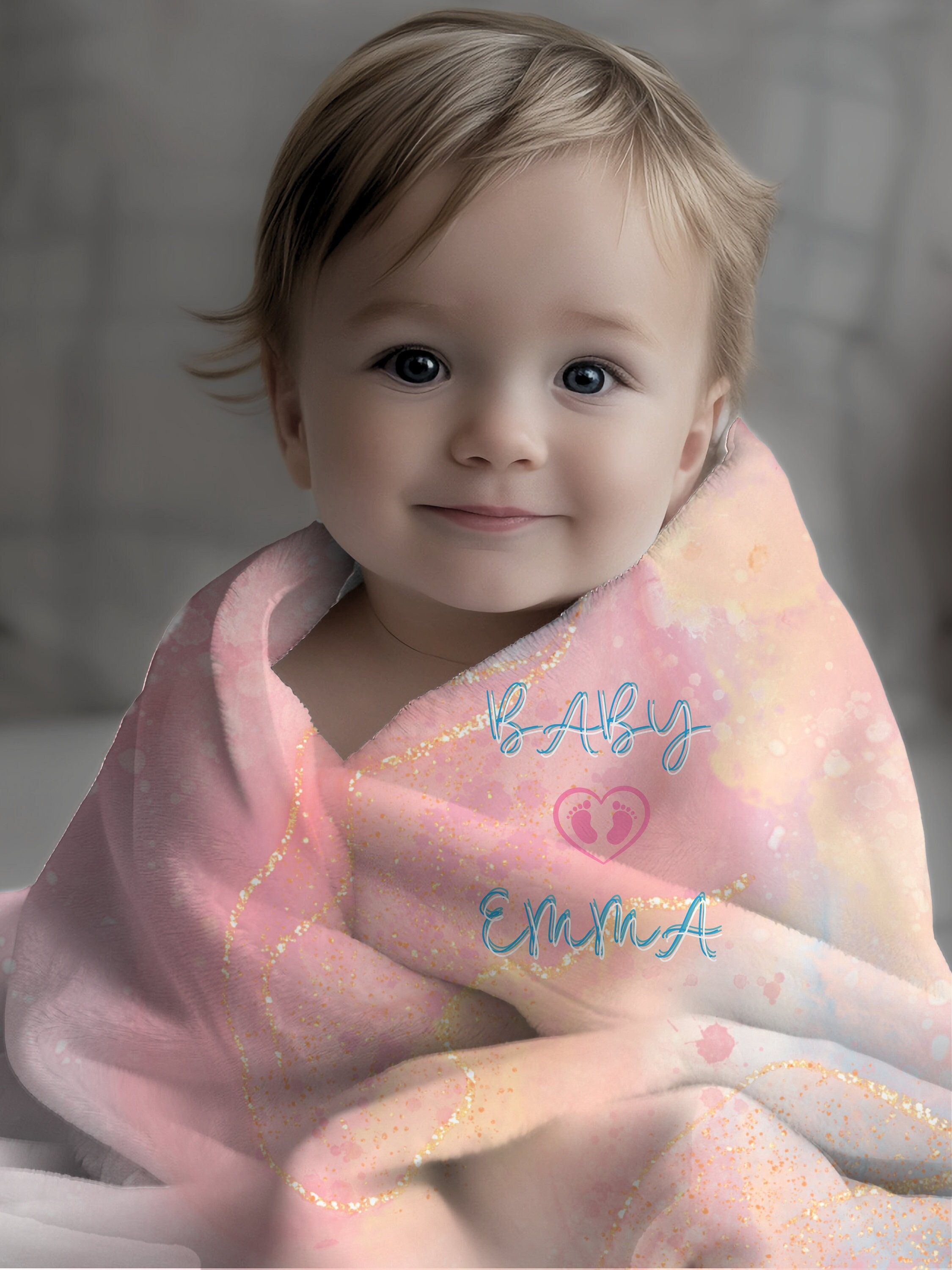 Custom Baby Girl Fleece Blanket, Pink and Blue Swirl, Baby Shower Gift ...