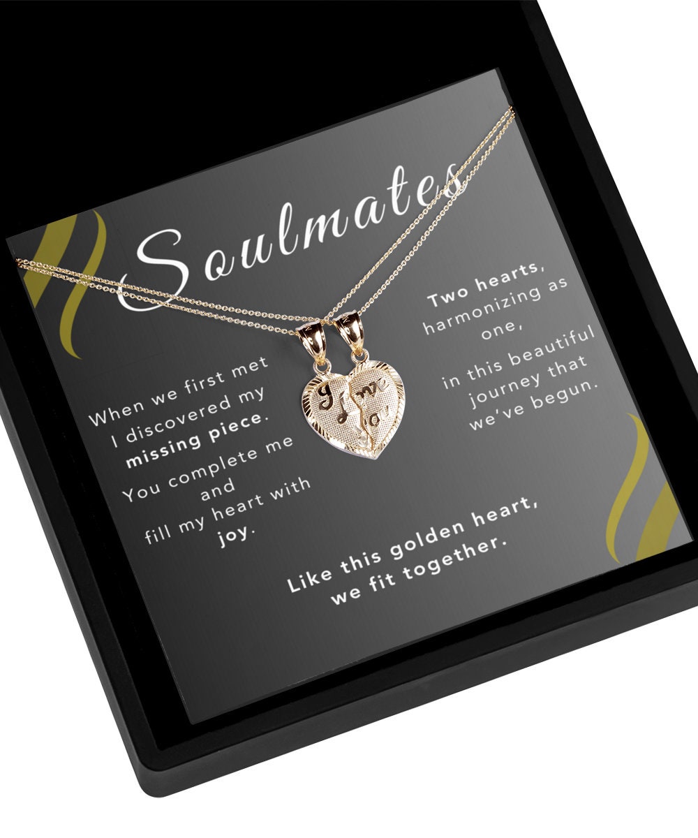 Solid Gold Couples Necklace, Couples Necklace Sets of 2, Couple ...