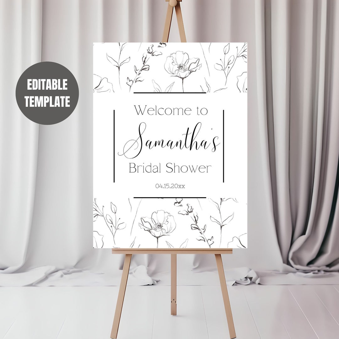 Editable Wedding Welcome Sign Template, Bridal Shower Welcome Board ...