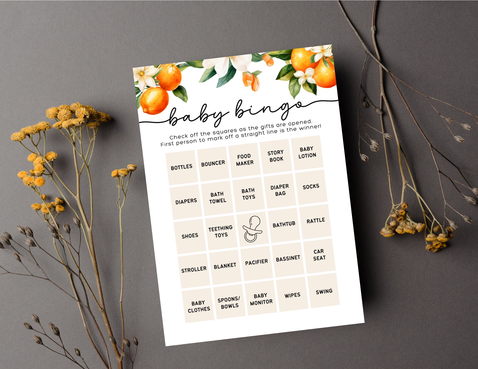 A Little Cutie Baby Shower Bingo Template, Printable Baby Shower Game ...