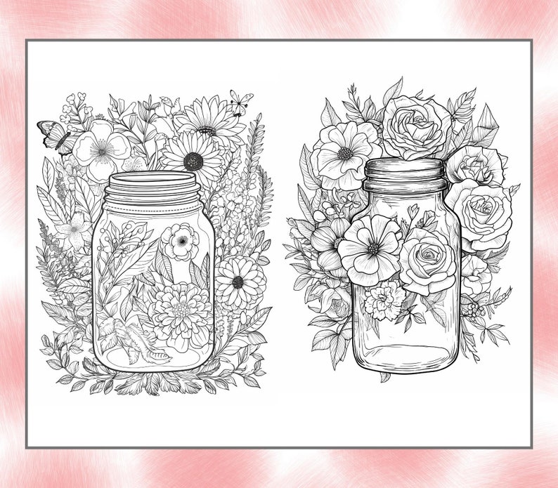 15 Enchanted Flowers in Jars Coloring Page, Fantasy Coloring Pages ...