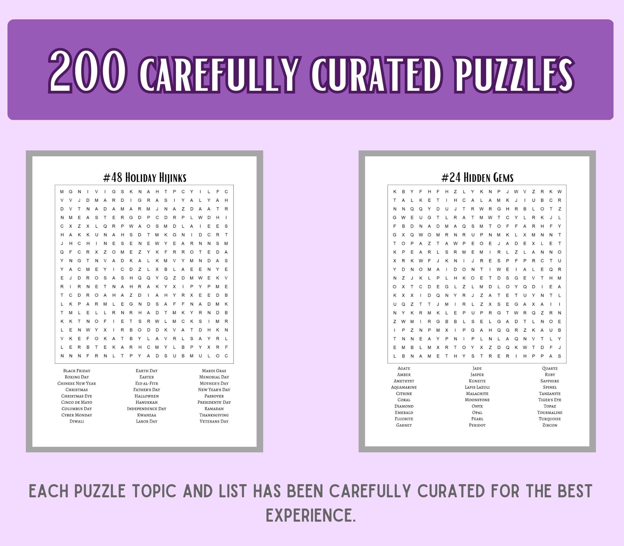 200 Word Search Printable Puzzles, Instant Download, Printable Puzzle ...