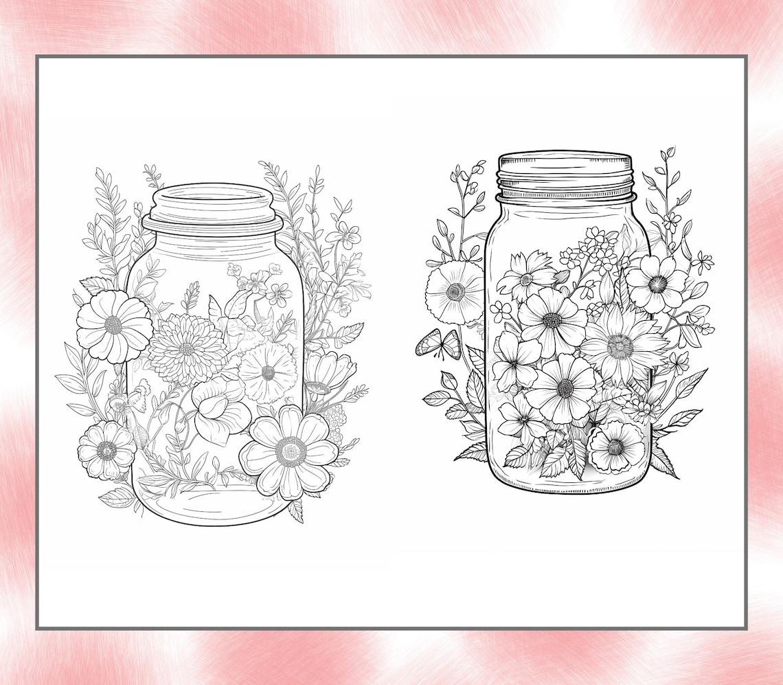 15 Enchanted Flowers in Jars Coloring Page, Fantasy Coloring Pages ...