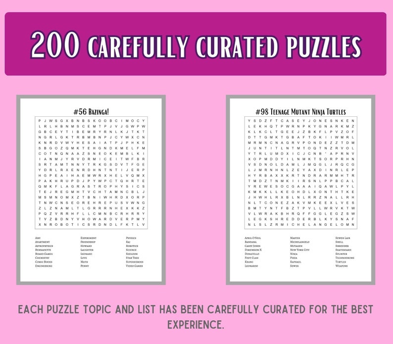 200 Word Search Printable Puzzles, Instant Download, Printable Puzzle ...