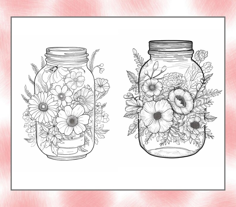 15 Enchanted Flowers in Jars Coloring Page, Fantasy Coloring Pages ...